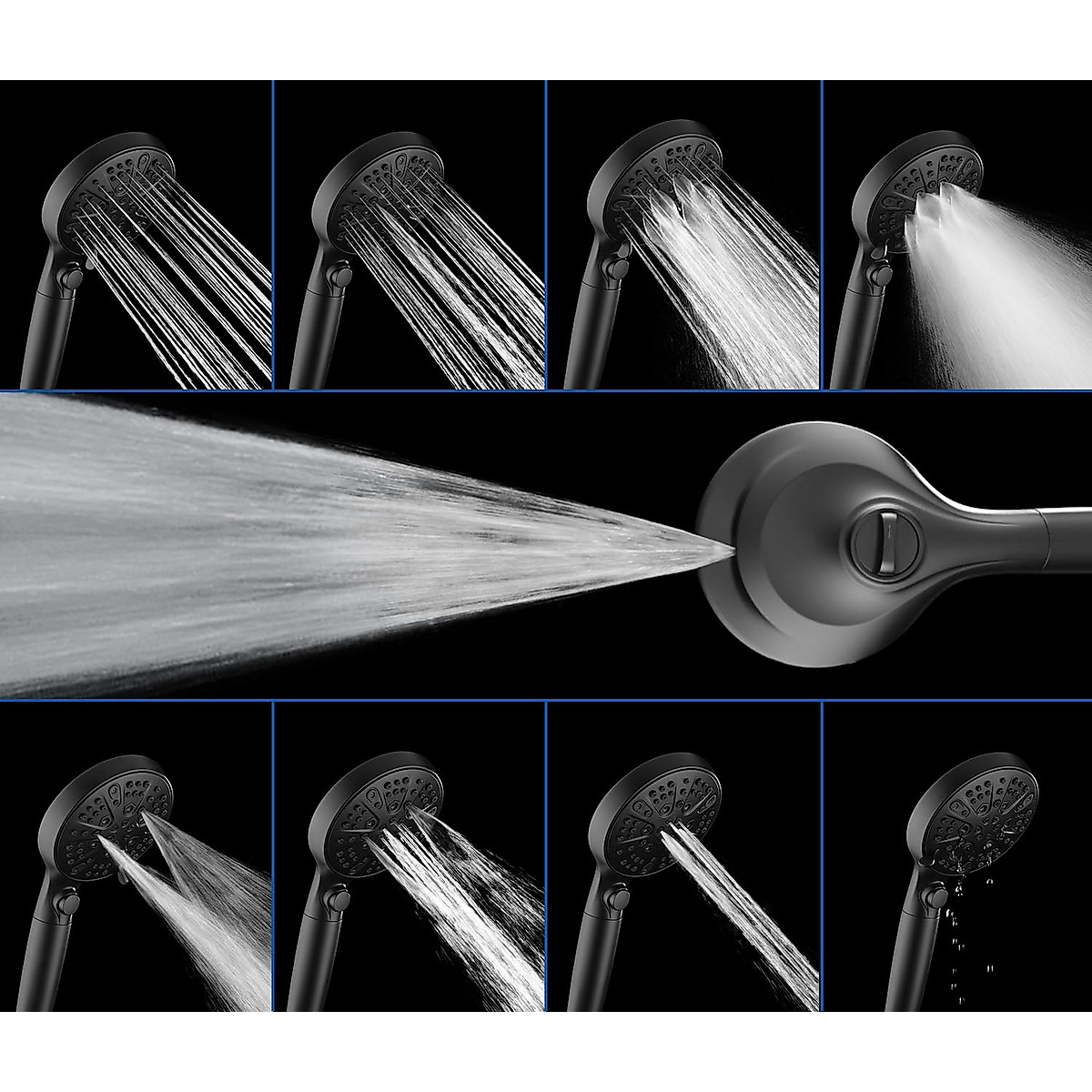 INAVAMZ Black Shower Heads with Handheld Spray Combo 2.5GPM: 10” Rainfall Shower Head & Detachable Shower Head, 10 Spray Settings Handheld Shower Head with ON/OFF Switch and 15-Stage Filter