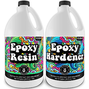 Crystal Clear Epoxy Resin 1 Gallon Kit 2 Part Epoxy Resin for Tumblers, Wood, Table Top, Countertop, Bar & Craft Art, Resin Molds Clear Casting Resin and Hardener Bulk Two Part Resin Epoxy Gallon