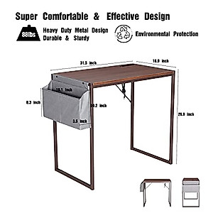 JJS Small Computer Desk Simple Style Writing Desk for Small Spaces 31 Inch Home Office Modern Student Study Laptop Writing Table with Storage Bag USB Hub, Brown