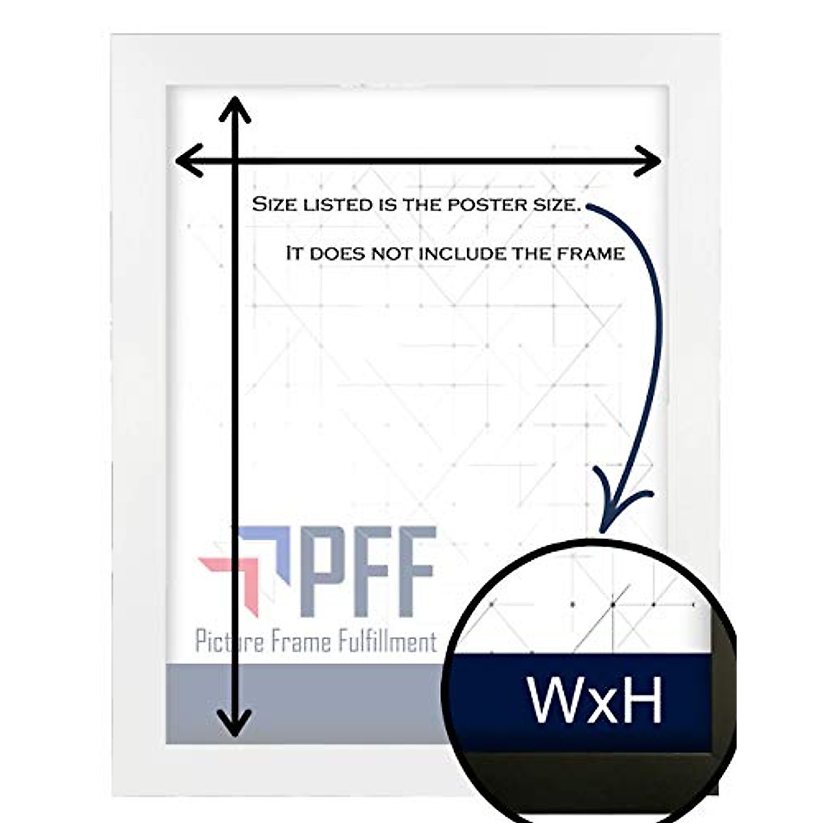 24x36 Picture Frame | 1.25" White MDF | Plexi Glass and Wire Hanging Hardware Included
