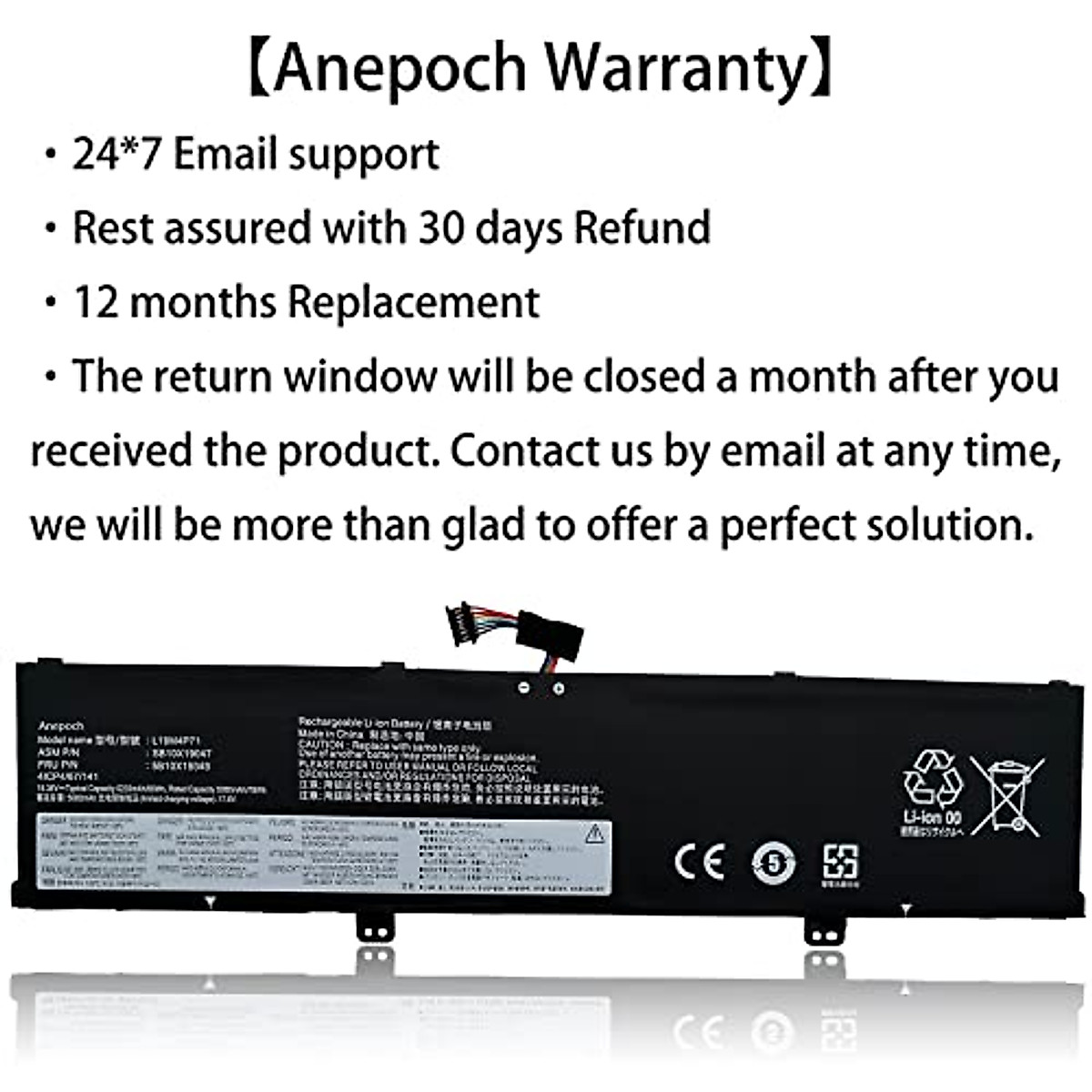 Anepoch L19M4P71 Laptop Battery Replacement for Lenovo ThinkPad X1 Extreme P1 3rd Gen Series Notebook L19C4P71 5B10X19048 5B10X19050 5B10X19047 5B10X19049 15.36V 80Wh 5235mAh
