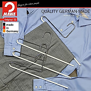 Mawa by Reston Lloyd Reverse Hook Trouser Series Non-Slip Space-Saving Clothes Hanger with Single Rod for Pants, Style KH/35U, Set of 10, White