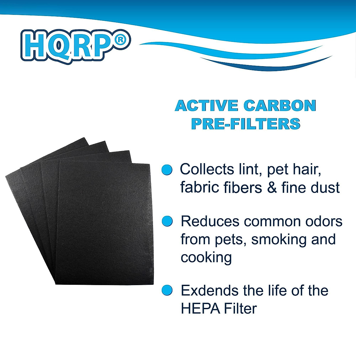 HQRP True HEPA + 4 Carbon Filter Set compatible with Electrolux EL480A EL490A EL491A Oxygen3 PlasmaWave, part EL017 Replacement