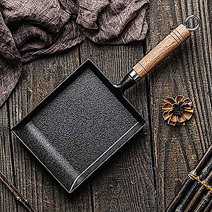 JKLove Cast Iron Skillet Nonstick Tamagoyaki Pan Grill Pan Japanese Omelette Egg Pan Pancake Pan Square Frying Pan Non-stick Coating Cast Iron Skillet Rectangle Small Grill Tamagoyaki Pan