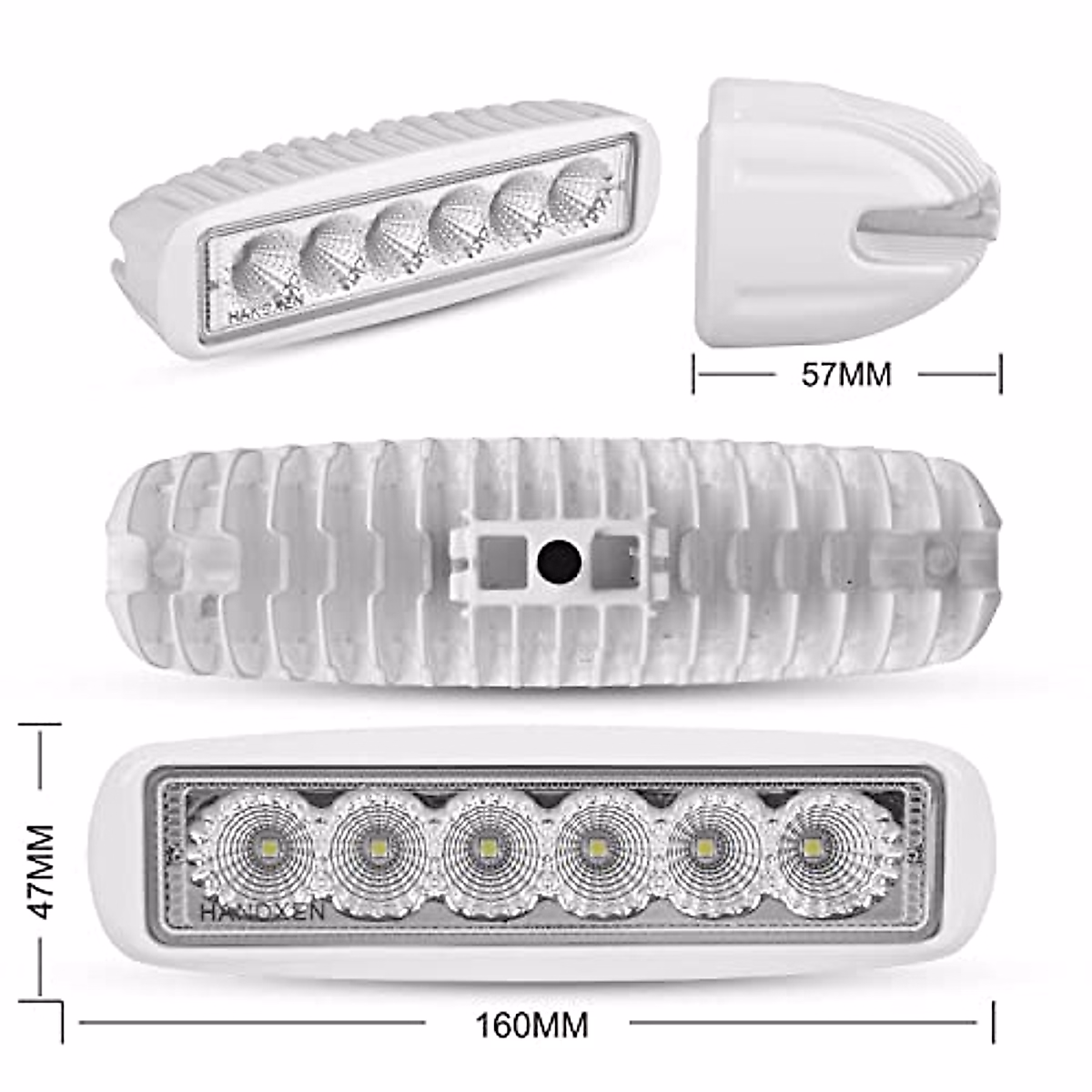 Handxen Boat Deck Light - LED 18W 1600 Lumen Spreader - Long Lasting - Flood Marine-Grade T-Top Boat Deck Lights - Extremely Bright - Durable Quality - Ideal for Marine Boats Cars Trucks (2 Pack)
