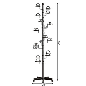 Thick forest Hat Rack with 15 Circular Hooks, Floor Hat Stand Freestanding Hat Rack Stand, Adjustable Hat Display Stand Suitable for Home or Store