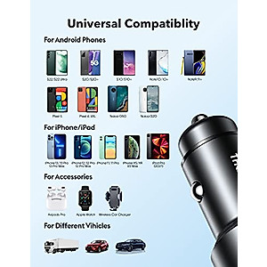 USB C Car Charger,THREEKEY 38W PD Car Charger Fast Charging, USB Type C Car Charger Adapter Cargador para Carro for iPhone 14 13 12 11,iPad Pro,Samsung Galaxy,LG,Google Pixel,Moto