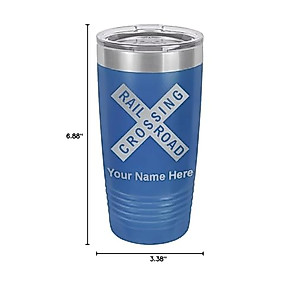 LaserGram 20oz Vacuum Insulated Tumbler Mug, Railroad Crossing Sign 1, Personalized Engraving Included (Dark Blue)