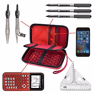 Graphing Calculators Case Compatible with Texas Instruments TI-84 Plus/TI-83 Plus CE Color Calculator, Storage Holder for TI-89/for Casio fx-9750GIII for TI-30XS for Cables, Pens, Pencil-Red,Box Only