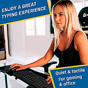 Klim Chroma Wireless Gaming Keyboard RGB - Long-Lasting Rechargeable Battery - Quick and Quiet Typing - Water Resistant Backlit Wireless Keyboard for PC PS5 PS4 Xbox One Mac - Black (Renewed)