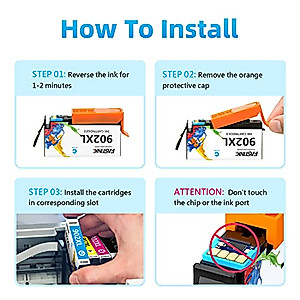 FASTINK HP 902 Ink Cartridge HP 902XLCombo Pack Compatible Ink Cartridge Replacement for HP Officejet Pro 6978 6968 6962 6958 6970 Ink Cartridges, 5-Pack (2 Black, 1 Cyan, 1 Magenta)