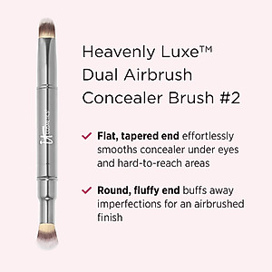 IT Cosmetics Heavenly Luxe Dual Airbrush Concealer Brush #2 - Dual-Ended, 2-in-1 Brush for Liquid & Cream Concealer - Buff Away Imperfections - With Award-Winning Luxe Hair