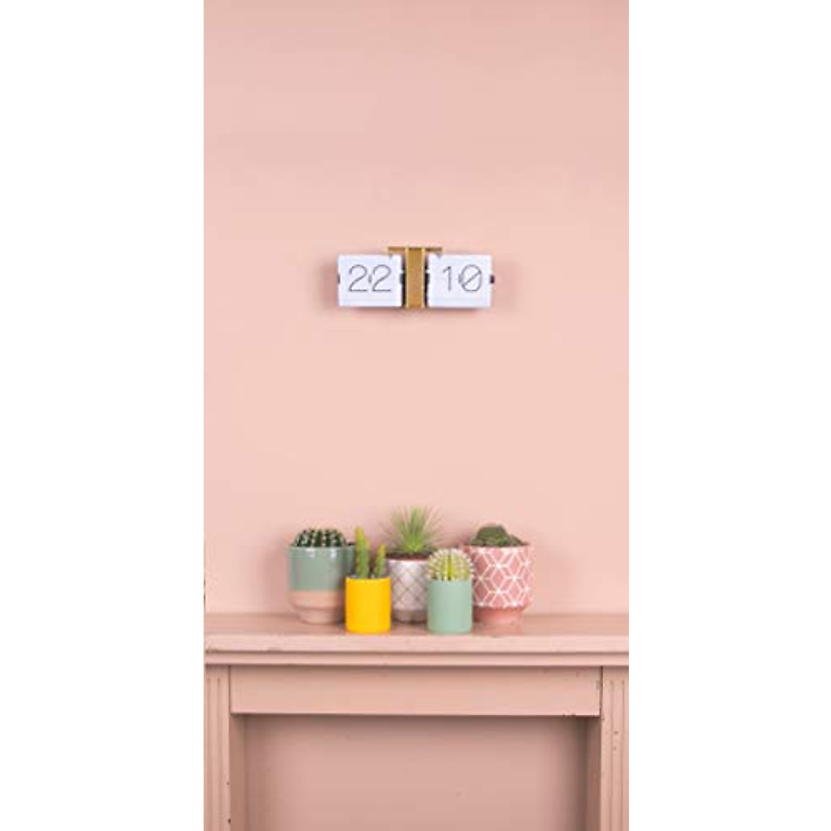 Karlsson Flip Clock No Case White, Brass Stand, Steel, 8.5 x 36 x 14 cm