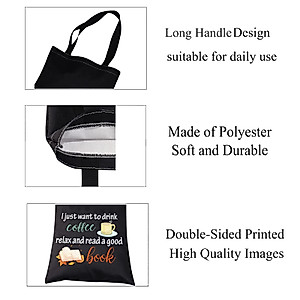 Coffee Book Lover Gifts Reusable Book Tote Bags Bookworm Gifts Librarian Gifts Literary Readers Gift Book School Canvas Bag (book coffee Tote Bag)
