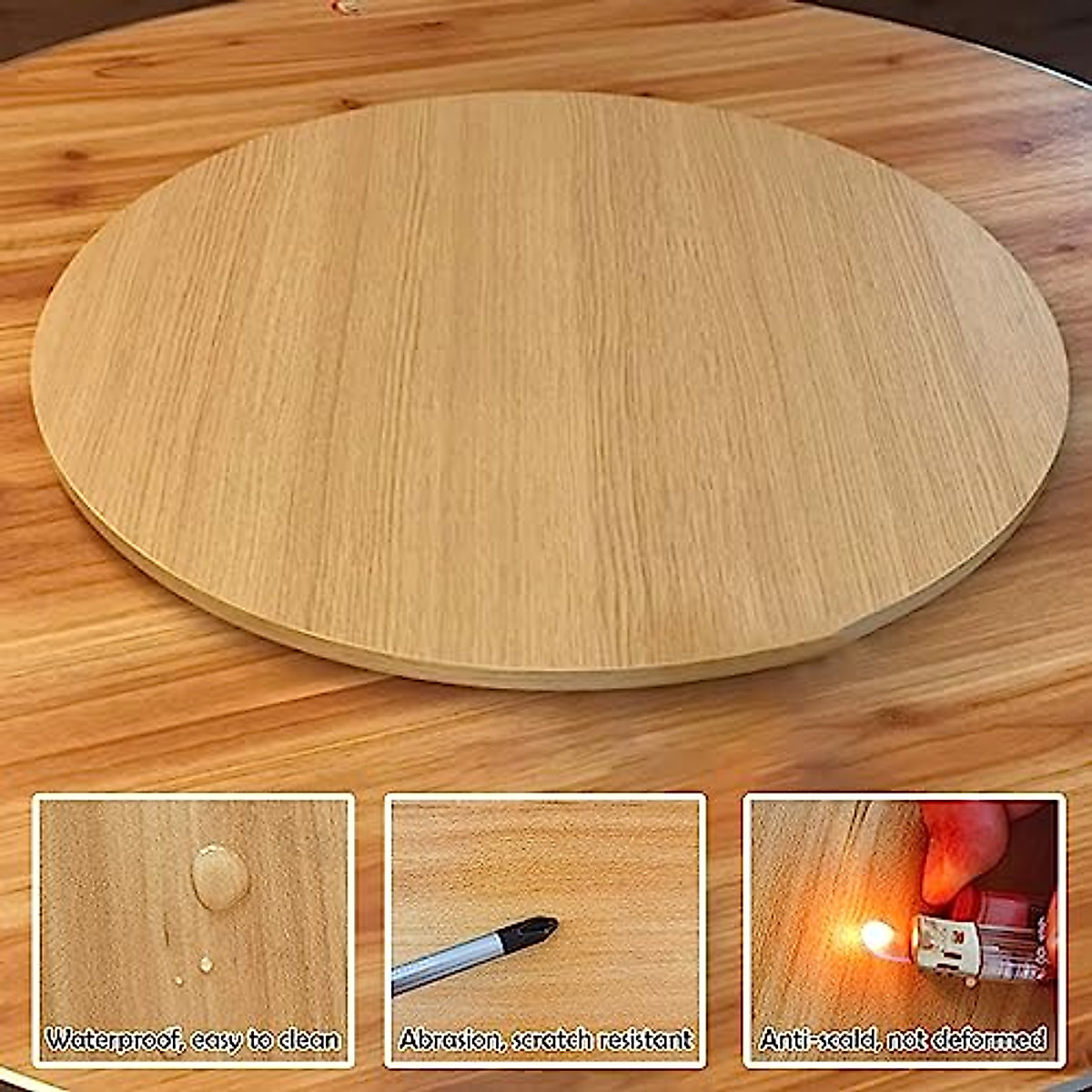 Lazy Susan Turntable For Dining Table, 20" 24" 28" 32" 36" 39" Wood Serving Tray With 360° Smooth Rotation Swivel Base, Easy To Share Food Rotating Serving Plate Round