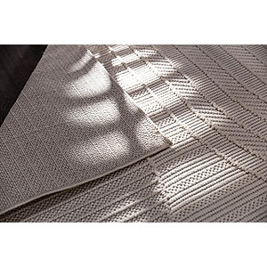 CAMILSON Micro Loop Rug 5x7 Modern Luxury Geometric Arch Area Rugs Soft High and Low Pile Stain Resistant Easy-Cleaning Non-Shedding for Living Room Office Indoor Carpet (5 x 7 / White)