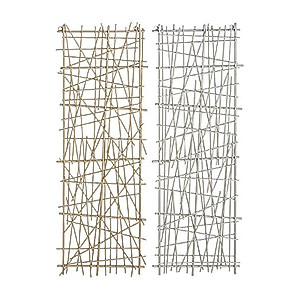 CosmoLiving by Cosmopolitan Metal Geometric Overlapping Lines Wall Decor, Set of 2 13"W, 36"H, Multi Colored