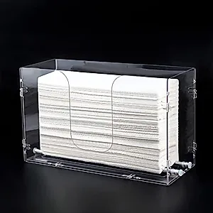 Evron Paper Towel Dispenser Countertop & Wall Mount Clear One-Hand Pull C Fold Z Fold Trifold and Multifold Paper Towel Holder (Simple Snap-on Assemble Before Use)