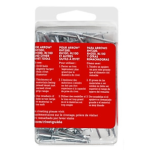 Arrow RMS1/8IP Medium Steel 1/8-Inch Pop Rivets for Metal, Fabric, Leather, and Auto Repair, 100-Pack