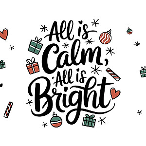 Hogg 16oz Christmas Glasses - Silent Night Design, Cute Christmas Stuff, Glass Cup with Lid and Straw, Xmas Gifts for Women