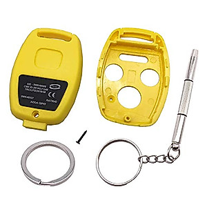 4 Buttons Replacement Key Fob Case Shell Fits for Honda Accord Civic Ex Pilot Keyless Entry Remote Control Car Key Fob Cover (3 + 1 Buttons, Yellow)