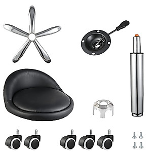 JupiterForce 24'' Adjustable Rolling Stool 360 degree Swivel Salon Office Massage Medical Facial Spa Stool Chair with Wheels Backrest PU Cushion Gas Lift Stool (Black)