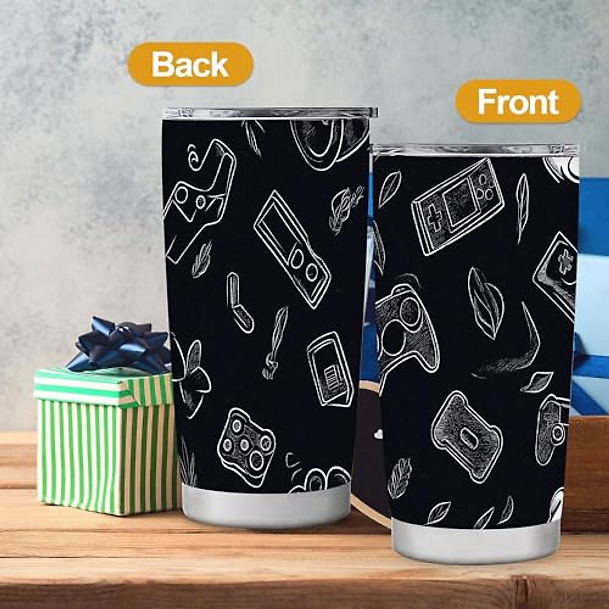 FOCIUZTA Panda and Gaming Design Tumbler with lid, Travel Coffee Cup, Ideal for Easter, Gaming Enthusiast, Mother Day, and birthday gifts