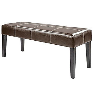 CorLiving Antonio Bench in Dark Brown Bonded Leather, 47-Inch