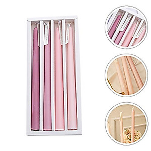 VALICLUD 4pcs Taper Candles Long Pole Scented Candle Smokeless Long Burning Dripless Candles for Wedding Christmas Table Fireplace Mantle Decorations Pink
