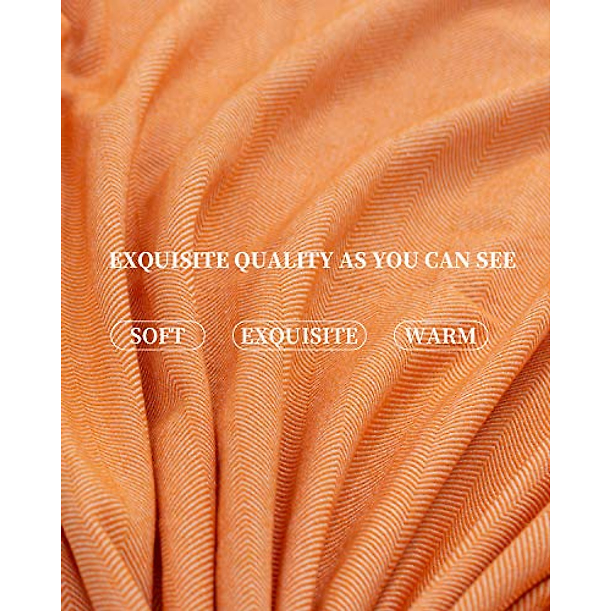 SPAOMY Herringbone Throw Blanket Faux Cashmere with Tassels Soft Cozy Lightweight Decorative Throw Blanket for Bed, Sofa, Farmhouse Outdoor- All Seasons (50x60 Inch, Orange)