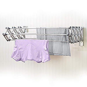 Aluminum 27" Collapsible Wall Mounted Clothes Drying Rack, Space Saver, Easy Storage, Retractable