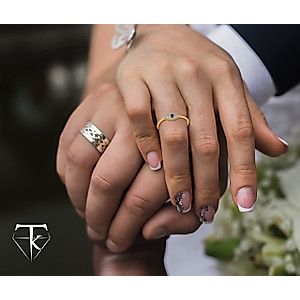 Takar 10k Solid Gold Diamond Dainty Ring With Sapphire Birthstone, Evil Eye Ring, Good Luck Ring For Women, Made In USA, Gold Minimalist Jewelry In Rose, White And Yellow Gold