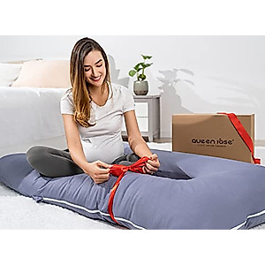 QUEEN ROSE Cooling Pregnancy Pillows, U Shaped Silky Maternity Pillow for Pregnant Women, 55 Inch Pregnancy Body Pillow for Sleeping, Back Pain Relief and Pregnant Legs, Hips, Belly Support, Blue