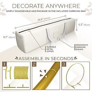 Round Backdrop Stand - 6.6 FT Gold Balloon Arch Stand Round Balloon Arch Frame Set - Durable Circle Metal Frame for Backdrop Storage Bag Rounded Arch Design for Indoor and Outdoor Party Decorations