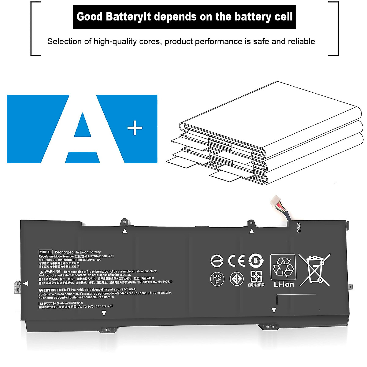 Gomarty YB06XL HSTNN-DB8H Laptop Battery for HP Spectre X360 15-CH000 15T-CH000 15-CH000NA 15-CH011DX 15-CH011NR CH001TX CH005NG CH015ND CH034NG Series 926427-271 928372-855 926372-855 TPN-Q200