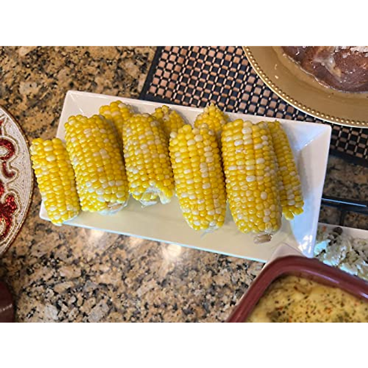 ONEMORE 12 Inch Ceramic Serving Platters, White Rectangular Serving Trays/Dishes for Party Entertaining, Stackable Plates for Appetizers Desserts Baked Goods - Set of 2