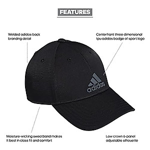 adidas Men's Decision Structured Low Crown Adjustable Fit Hat, Black/Onix Grey, One Size