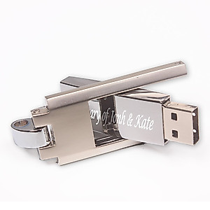 Custom Metal Rotating USB Flash Drive Keychain Memory Stick Engraved Free 16GB