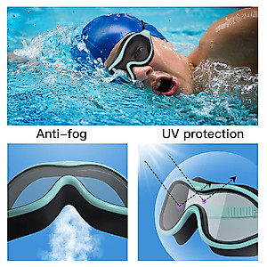 Keary 2 Pack Swimming Goggles Anti-fog Swim goggles for Adult Men Women Youth, UV Protection No-Leak Mirror Big Frame Clear Swim Goggles Pool Water Glasses Swim Mask, Underwater Goggles for Swimming