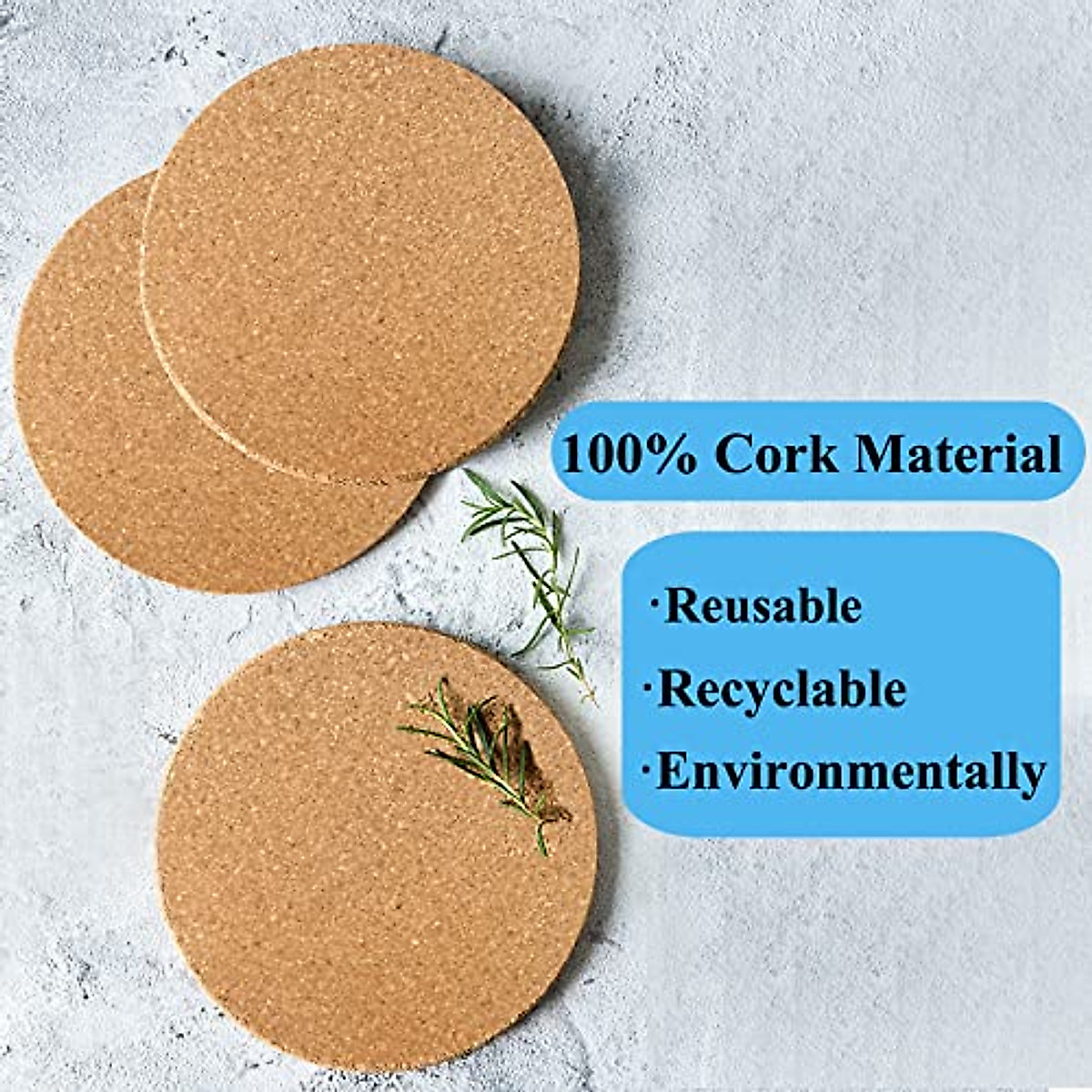 HILELIFE Cork Coasters for Drinks, Coaster Set of 16 Pcs with Box, 4 inches Wine Glass, Mug, Cup Coasters, Blank Cork Coasters for Crafts, Reusable Drink Coasters for Wooden Table Coffee Table