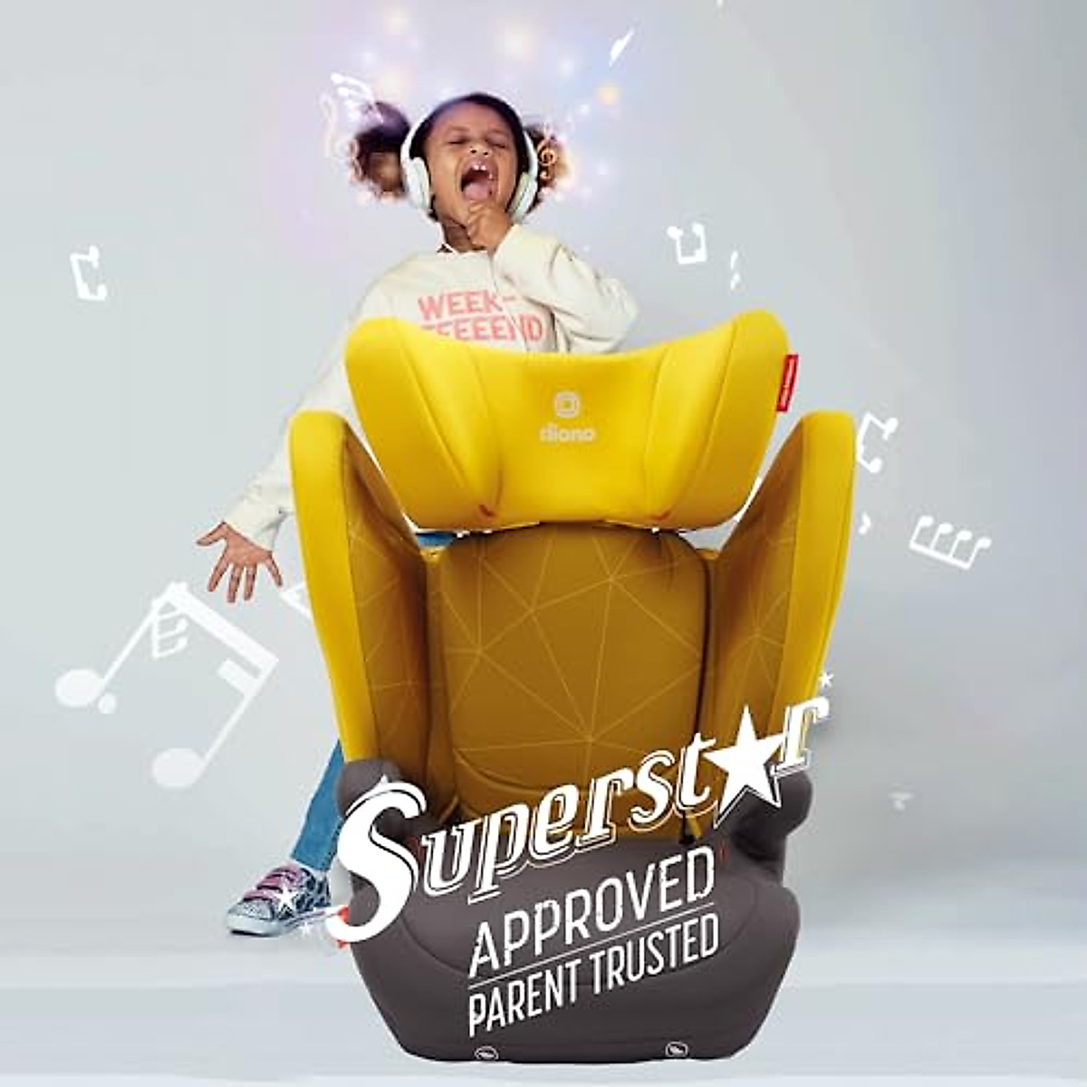 Diono Monterey 4DXT Latch, 2-in-1 High Back Booster Car Seat with Expandable Height, Width, Advanced Side Impact Protection, 8 Years 1 Booster, Yellow Sulphur