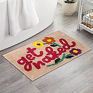 Zeeinx Get Naked Bath Mat Cute Bathroom Rugs Non Slip Microfiber Bath Rugs Funny Bathroom Decor Machine Washable Bath mat for Tub and Shower,20”x32”