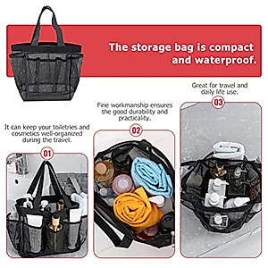 BESPORTBLE Mesh Shower Caddy Basket - Mesh Shower Caddy Tote Bag Toiletry Bag Quick Dry Bath Organizer for Beach College Dorms Gym Camp, Black
