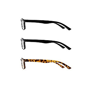 Readers Readers.com Fully Magnified Reading Glasses: The Cordon - 3 Pairs, Classic Rectangle for Women and Men - Black/Tortoise, 2.50