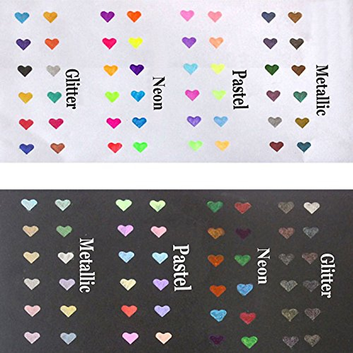 Colorful Gel Pen Refills, Zzmart Ultra Fine Point 48 Color Gel Pens Refills with Diamond Tip, Greater for Crafting, Doodling, Drawing, Kids and Adult Coloring Book - (Glitter, Neon, Pastel, Metallic)