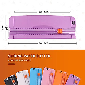 ZEQUAN Small Purple A4 Paper Trimmer, Portable Paper Cutter for Label, Origami, Card, Photo, Coupon, Scrapbook, Cardstock, Laminated Paper, and Craft Project