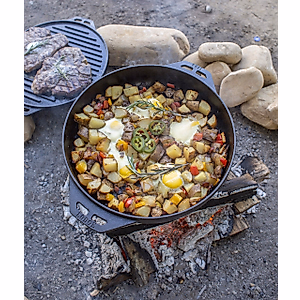 Lodge Cast Iron Cook-It-All Kit. Five-Piece Cast Iron Set includes a Reversible Grill/Griddle 14 Inch, 6.8 Quart Bottom/Wok, Two Heavy Duty Handles, and a Tips & Tricks Booklet.