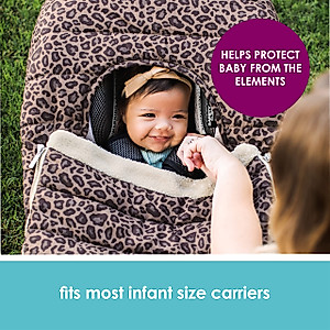 JJ Cole Winter Baby Car Seat Cover - Winter Car Seat Cover for Baby Seat or Stroller - Infant Car Seat Covers with Warm Sherpa Lining - Leopard