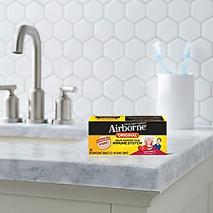 Airborne 1000mg Vitamin C with Zinc Effervescent Tablets, Immune Support Supplement with Powerful Antioxidants Vitamins A C & E - 36 Fizzy Drink Tablets, Very Berry Flavor