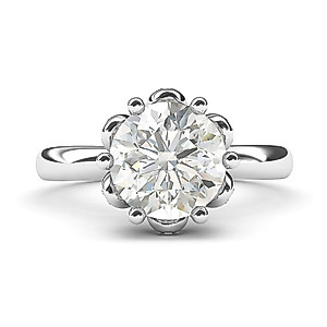 10k White Gold Romantic Flower Style 6-Prong Set 2.0 CT Genuine Moissanite Engagement Ring (9)